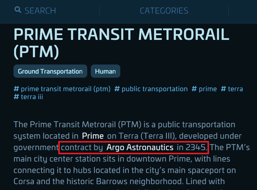 PRIME TRANSIT METRORAIL (PTM) Galactopedia issue - Star Citizen Spectrum