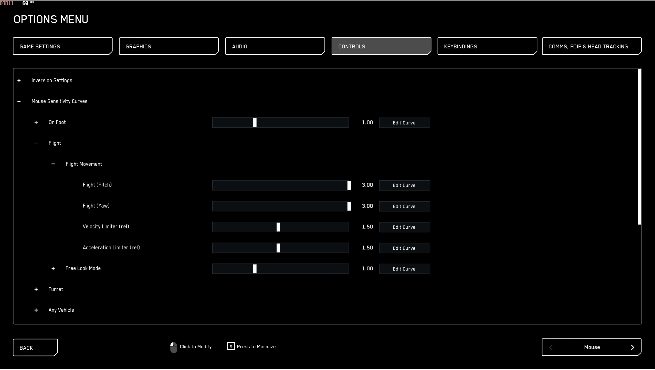 Vjoy / Relative flight movement sensitivity curve - Star Citizen Spectrum