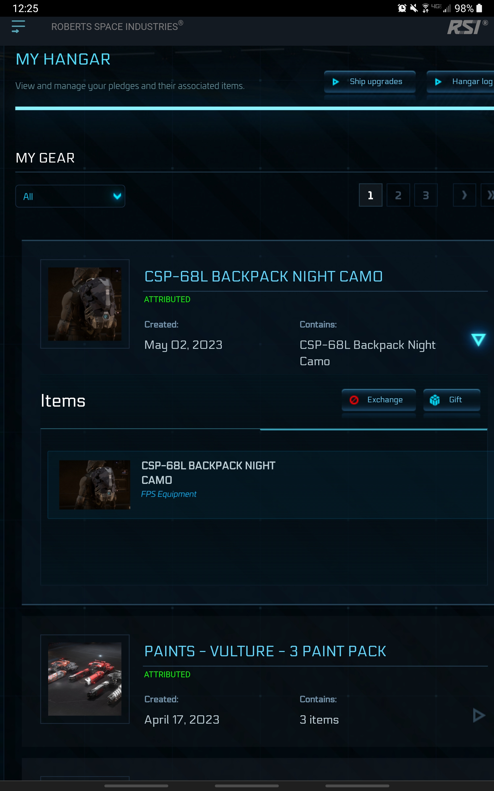 CSP night cammo backpack. - Star Citizen Spectrum