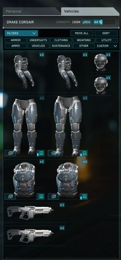 Corsair very low stowage inventory - Star Citizen Spectrum