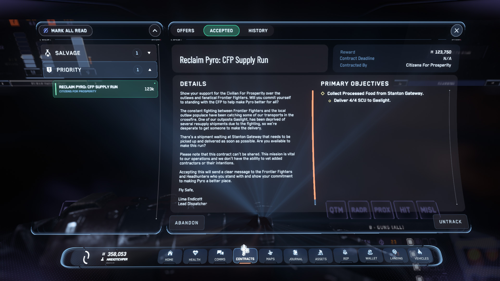CFP Priority mission bug - Star Citizen Spectrum