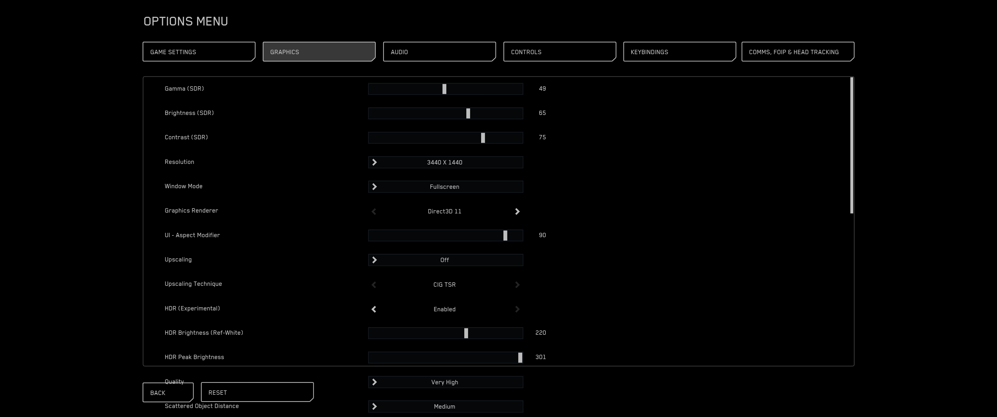 Wrong settings somewhere? - Star Citizen Spectrum