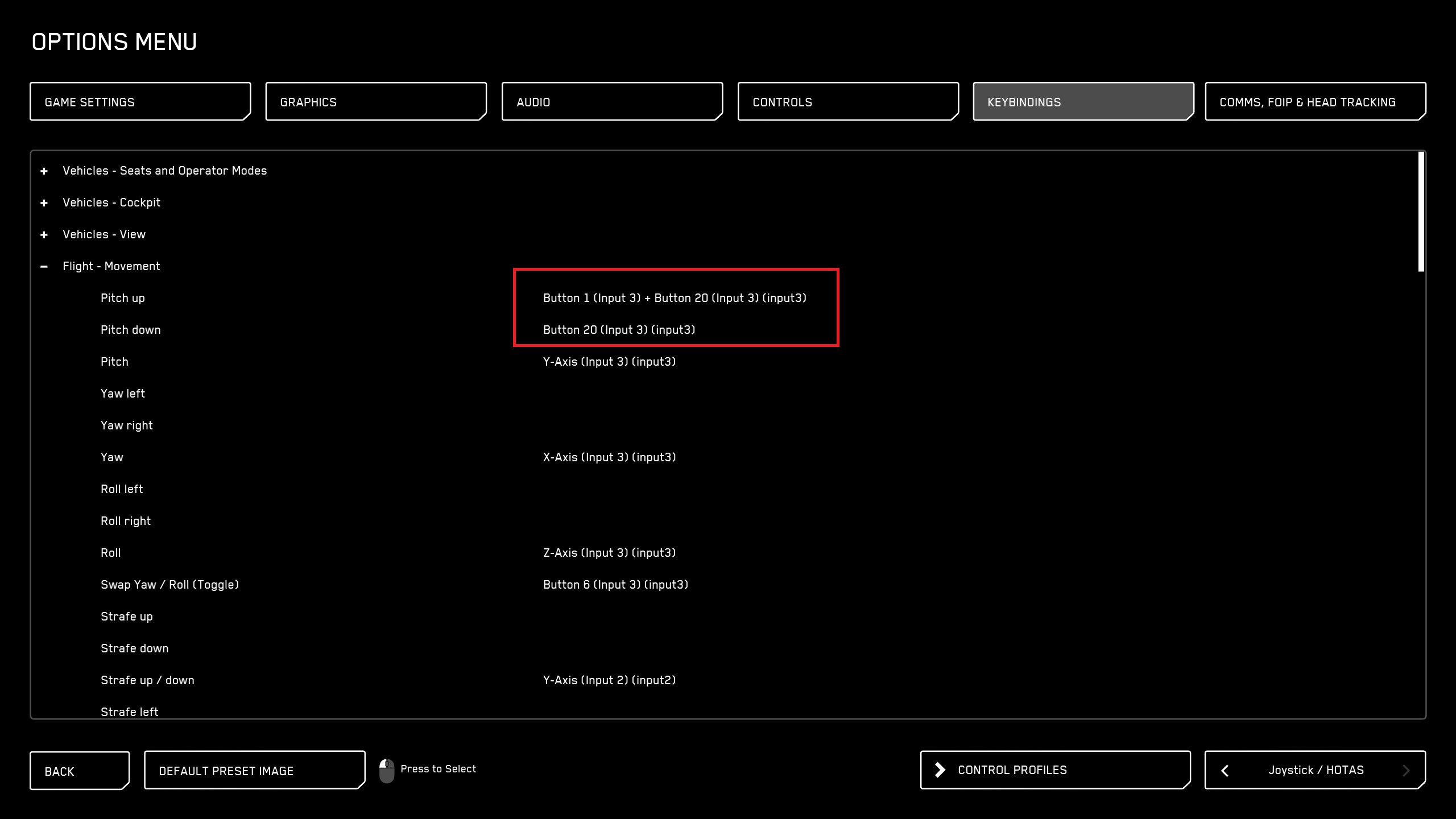 Setup a modifier on a joystick - Star Citizen Spectrum