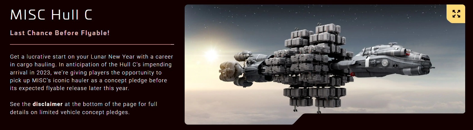 Hull C will not be released in 2023 - Star Citizen Spectrum