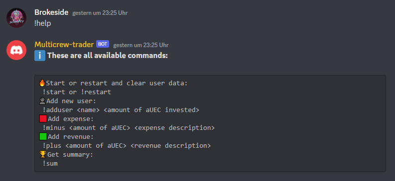 Multicrew Trading Discord Bot Star Citizen Spectrum