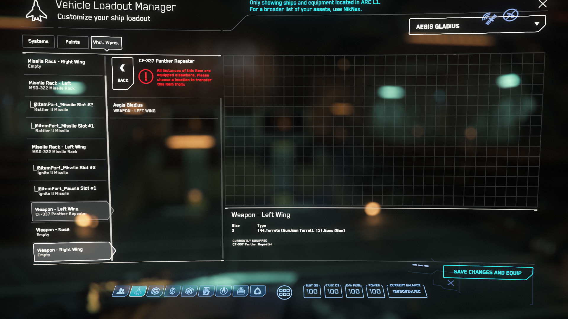 Weapons Gladius - Star Citizen Spectrum